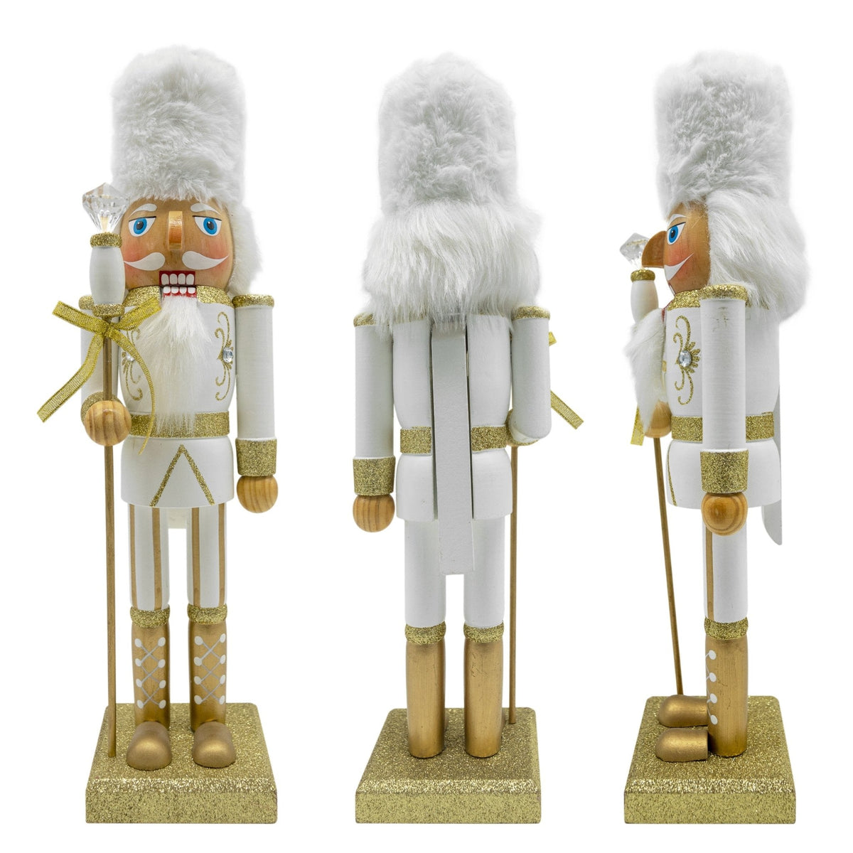 14IN White Gold Sequin Soldier Nutcracker, Festive Nutcracker Figures ...