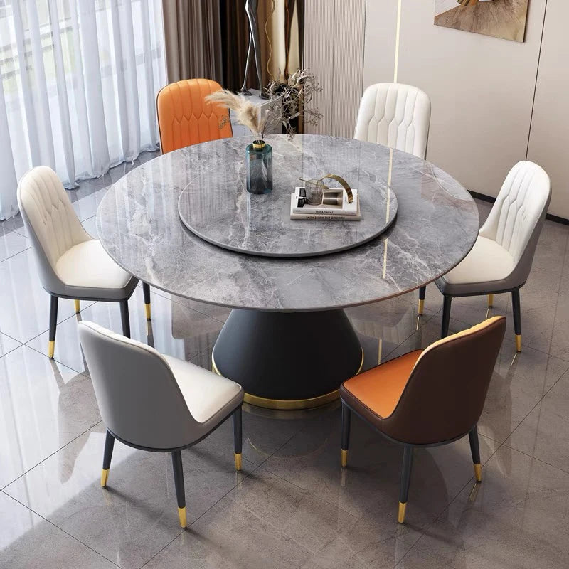 Luxury Modern Round Marble Rotating Dining Table Set for 4-10 Chairs ...
