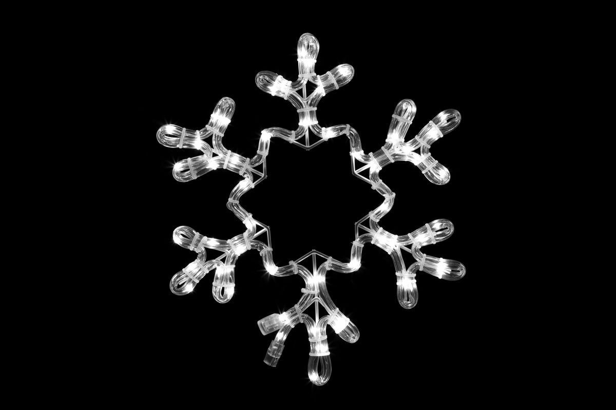 Pure White 12" Rope-lit Snowflake with Star – LivingSpace Gear